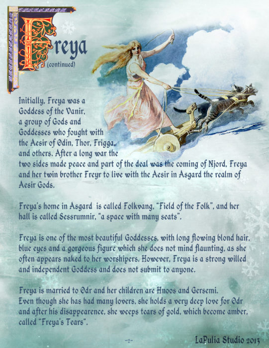 Goddess Freya page 2 - LaPulia Book of Shadows